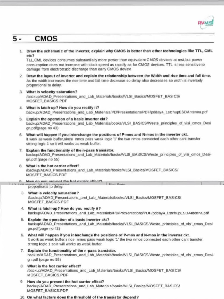 CMOS Memory Interview Questions | PDF