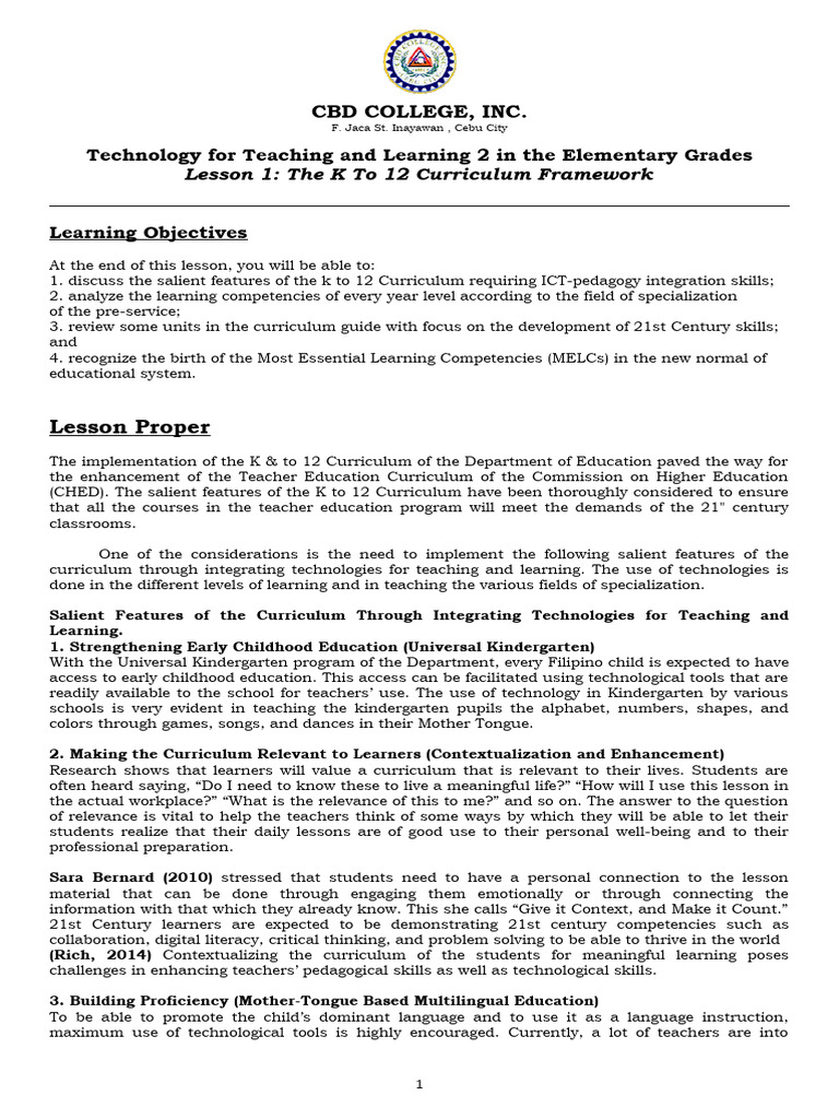 TTL 2 Lesson1 and Lesson2 | PDF | Educational Technology | Information And Communications Technology