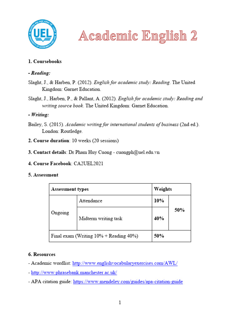 Course outline CA2 | PDF