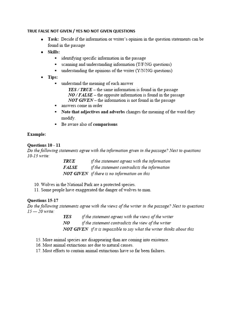 IELTS Reading (True, False, Not Given) | PDF | Spamming