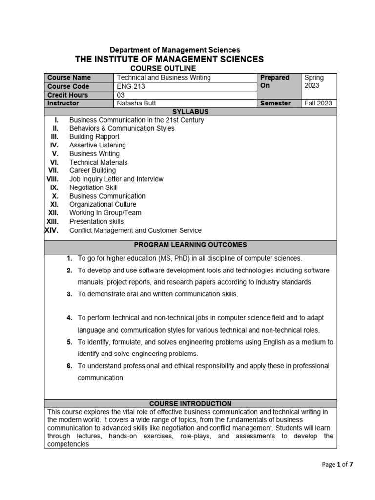 Technical and Business Writing-22 | PDF | Communication | Computer Science