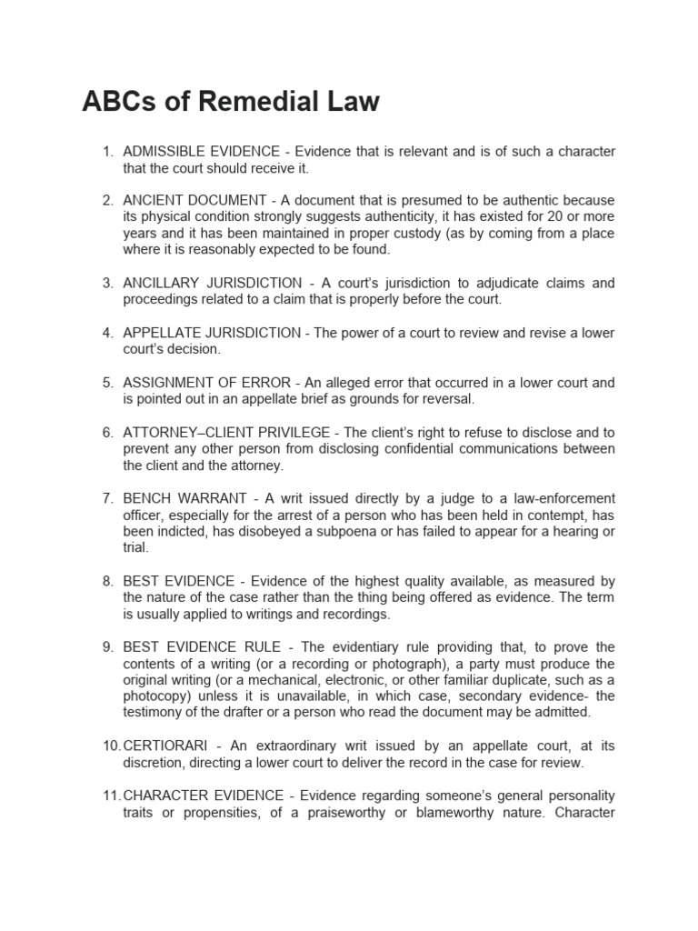 ABCs of Remedial Law | PDF | Lawsuit | Plea