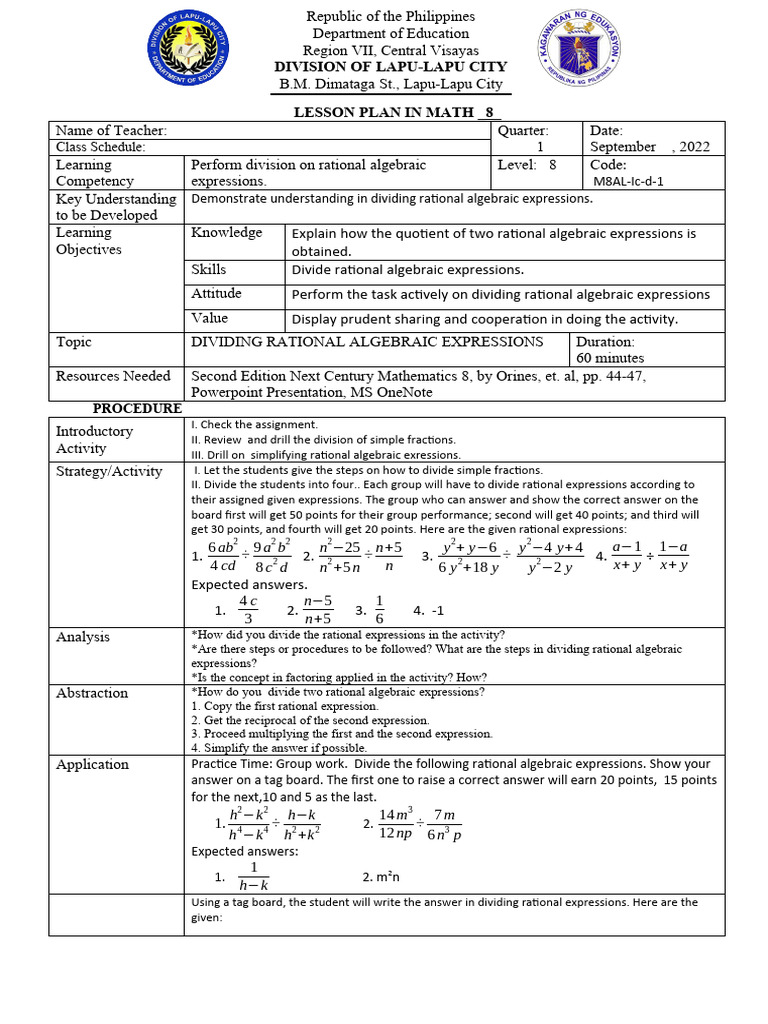 Q1 W3 L2 DLP Dividing RAEx | PDF