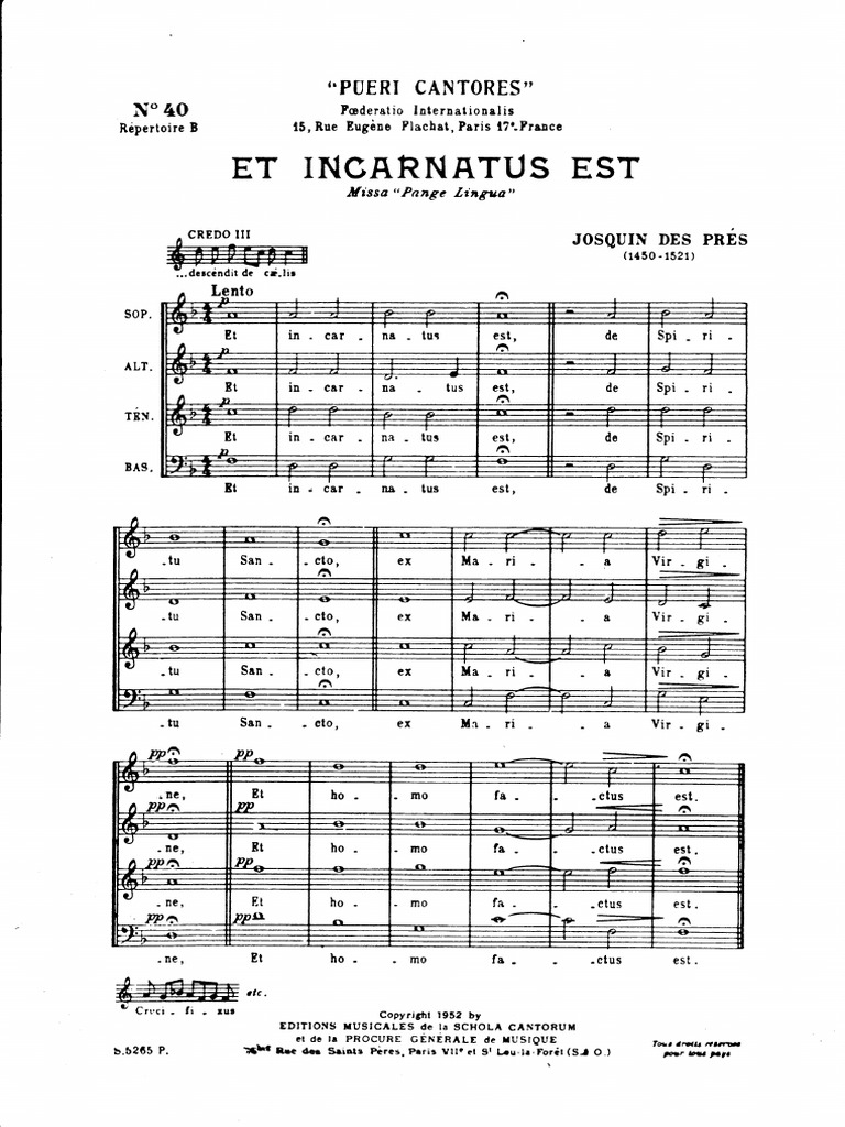 Et Incarnatus Est Josquin Des Pres | PDF