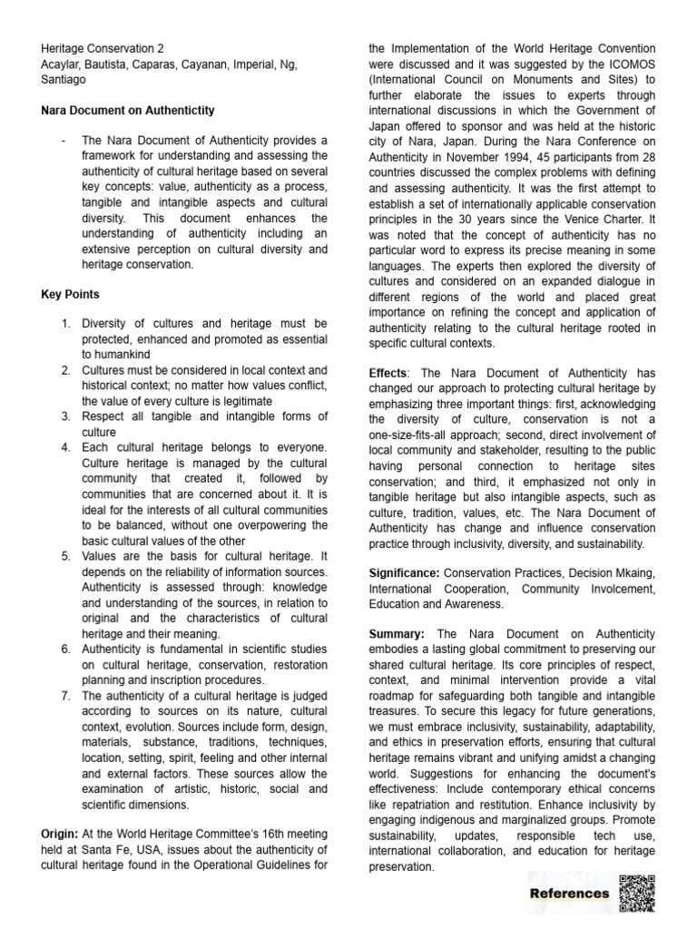Summary PDF - HC2 Nara Document On Authenticity | PDF | Cultural Heritage