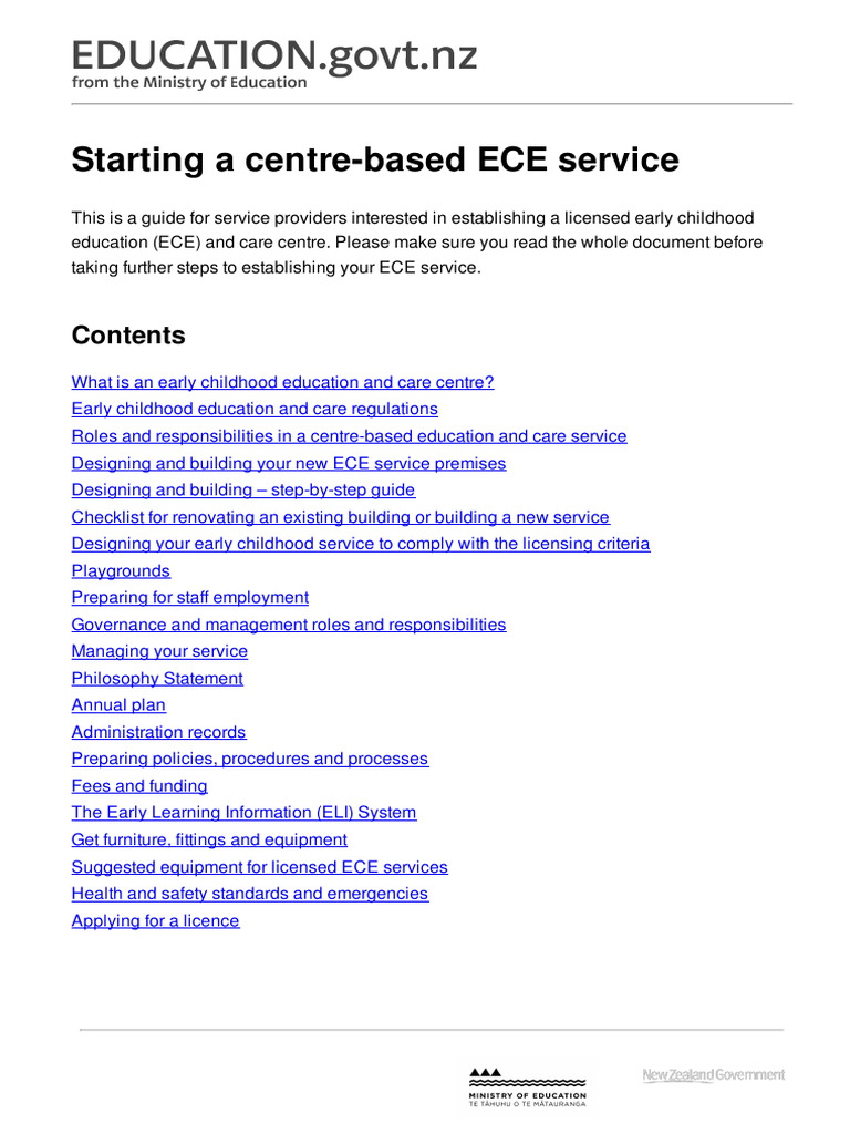 Starting A Centre Based Ece Service 9333 | PDF