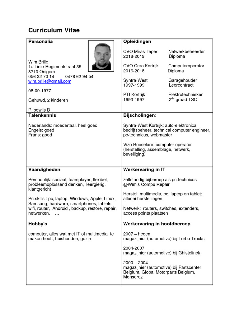 Curriculum Vitae Wim Brille | PDF