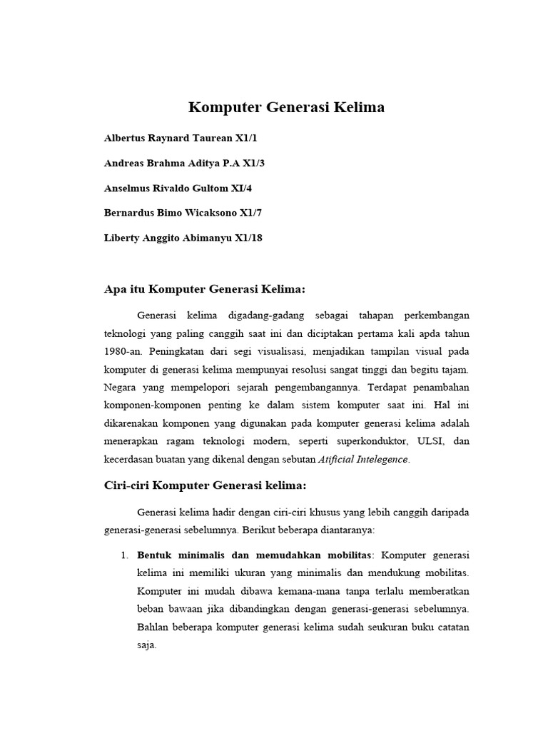 Komputer Generasi Kelima | PDF