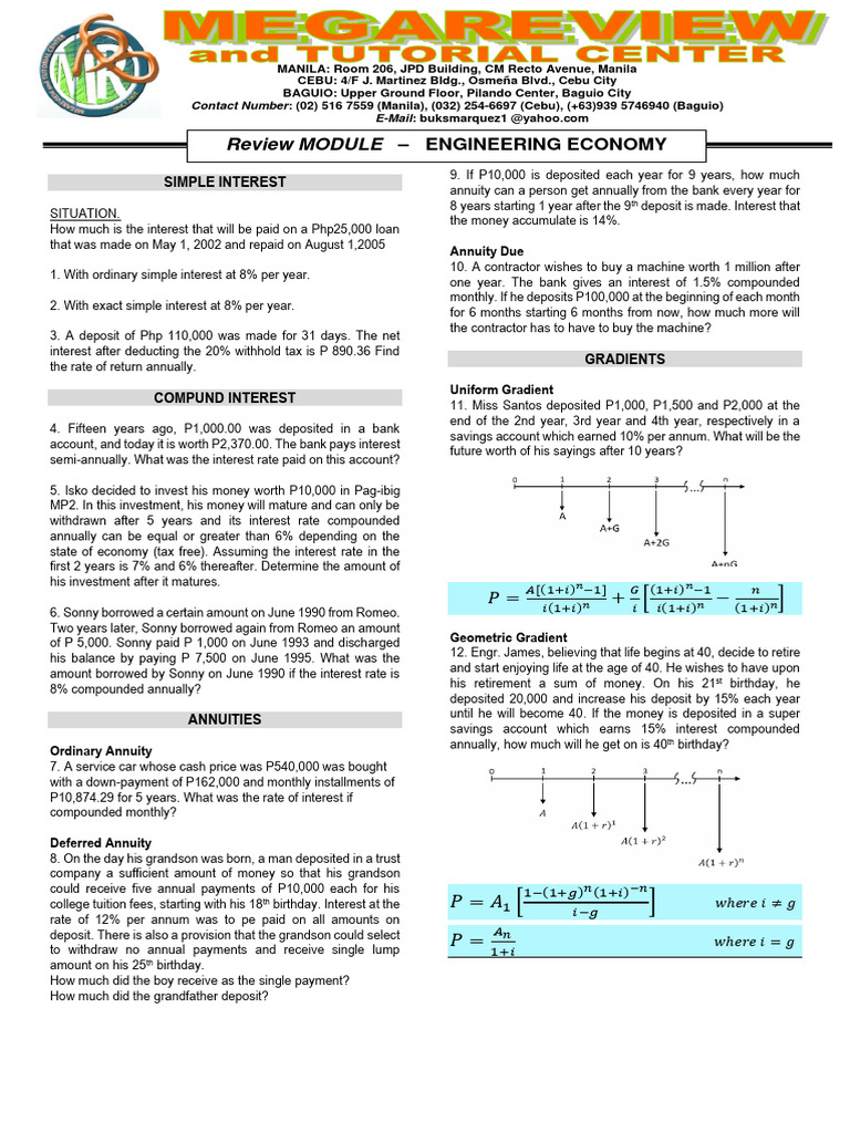 Review Module - Engineering Economy (N2023) | PDF