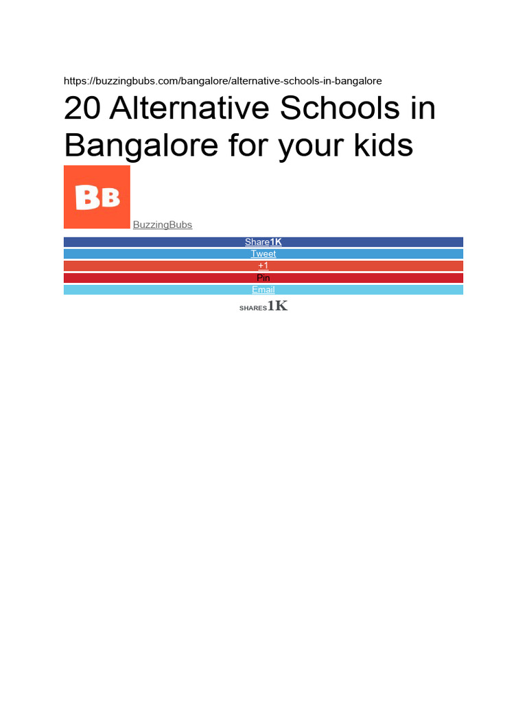 20 Alternative Schools in Bangalore | PDF | Waldorf Education | Schools