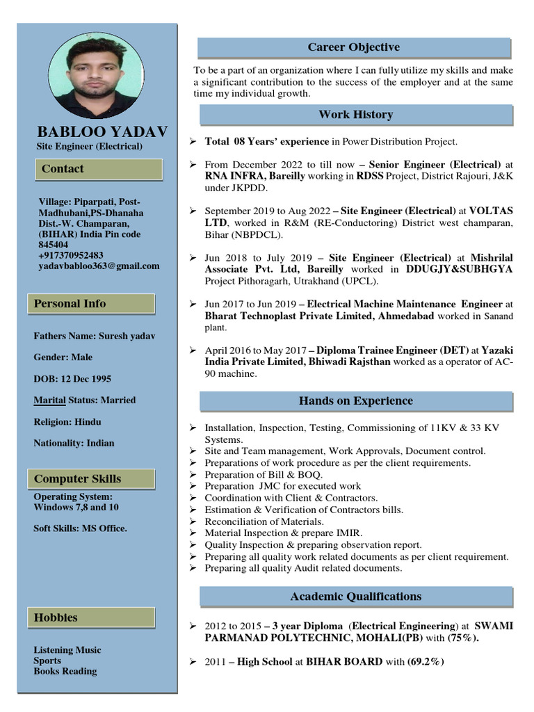 Babloo Yadav New CV | PDF