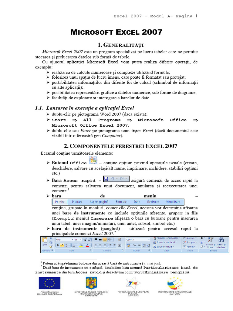Excel 2007 - Suport de Curs | PDF