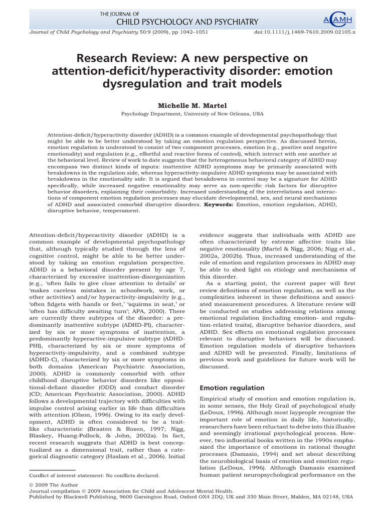 A New Perspective On Attention-Deficit:hyperactivity Disorder - Emotion ...