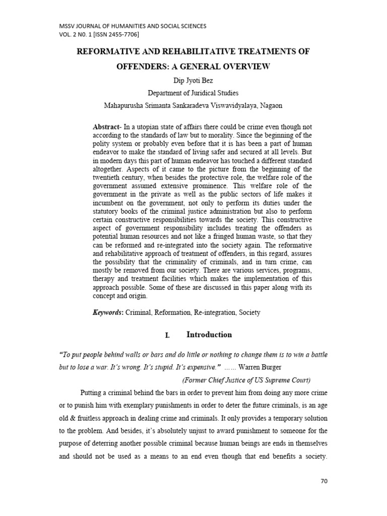 punitive and reformative treatment of criminals | PDF | Juvenile ...