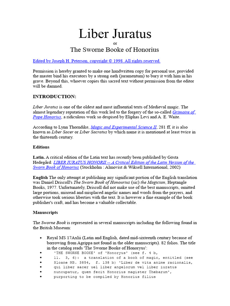 The Sworn Book of Honorius | PDF | Purgatory | Religious Belief And ...