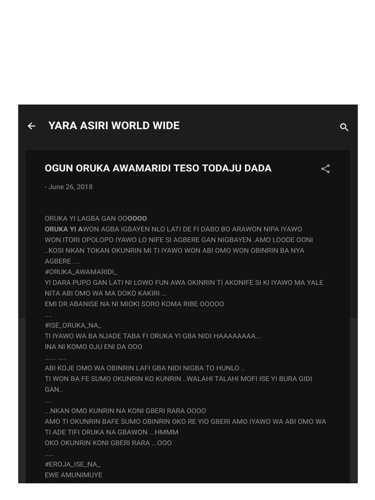 Ogun Oruka Teso Todaju Dada | PDF