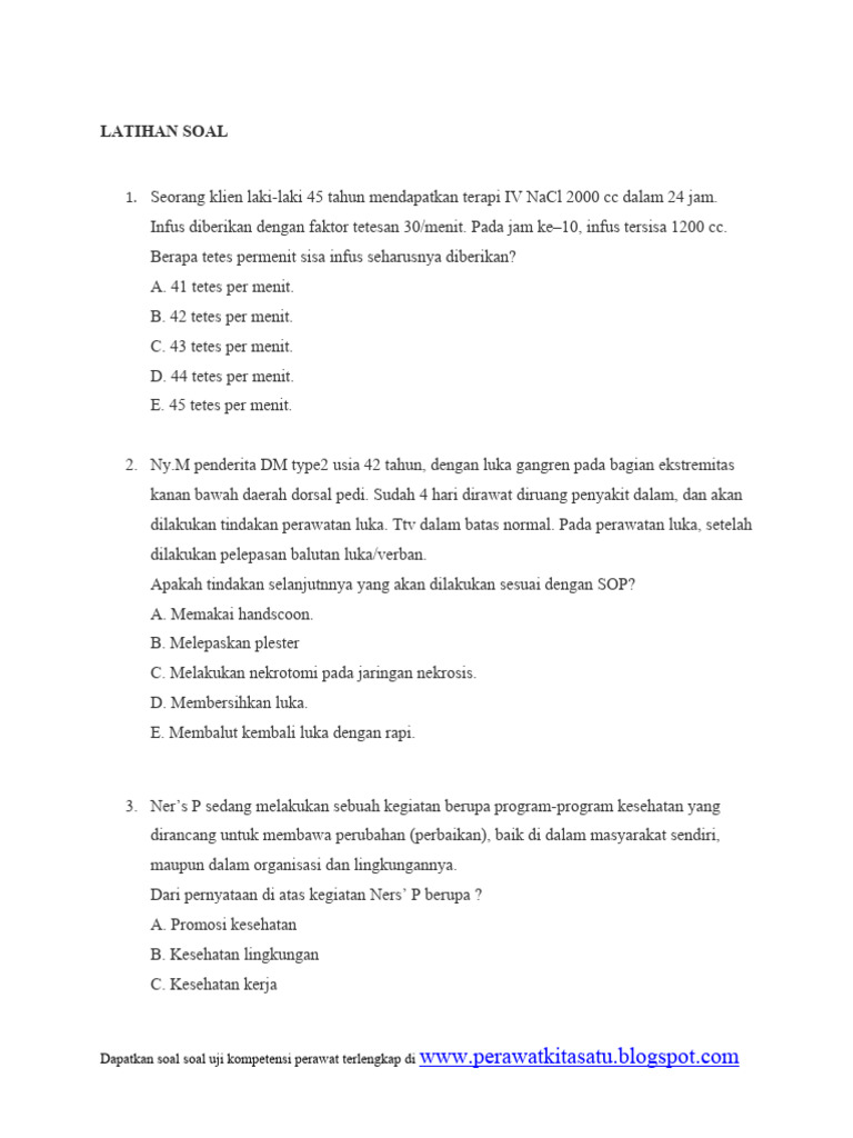 Latihan Soal Ukom D3 Kep Dan S1 | PDF