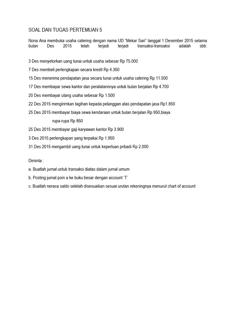 Soal Dan Tugas e Learning Pertemuan 5 Baru | PDF