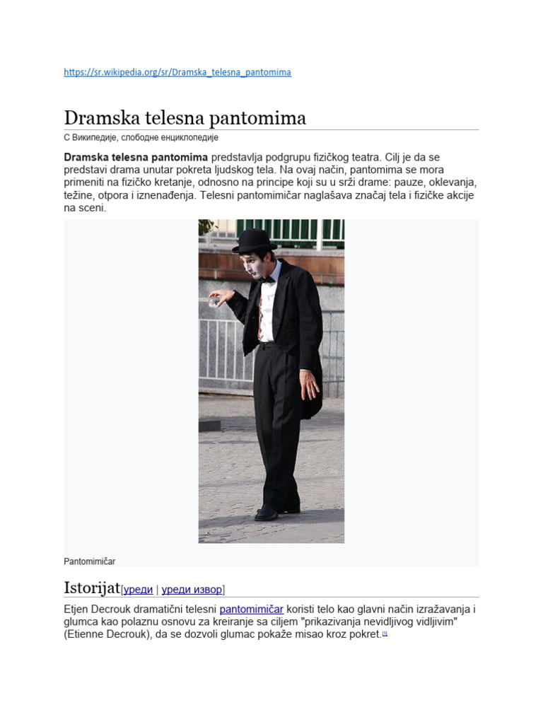 Dramska Telesna Pantomima, Dekru | PDF