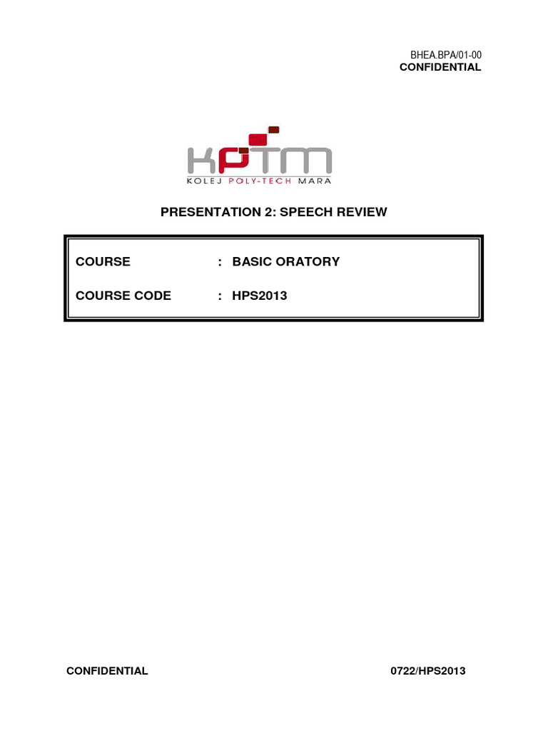 Basic Oratory Speech Review Guide | PDF