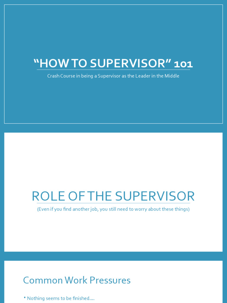 Supervisoring 101 | PDF | Career & Growth | Business
