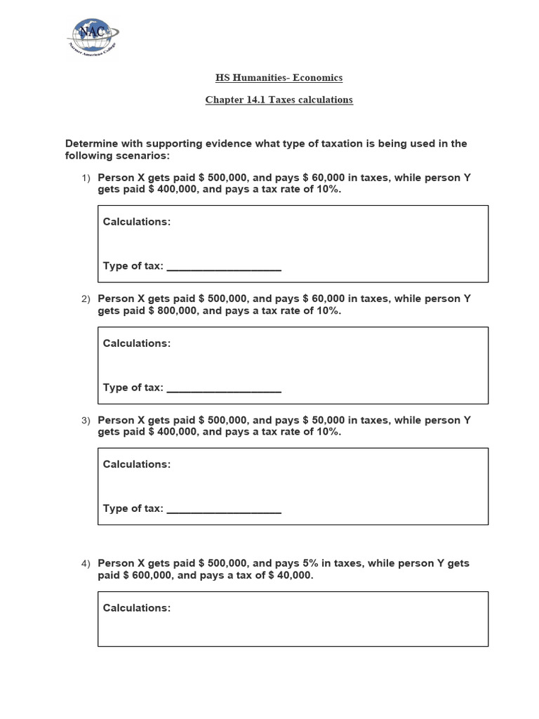 Taxes Worksheet - Questions | PDF | Social Science