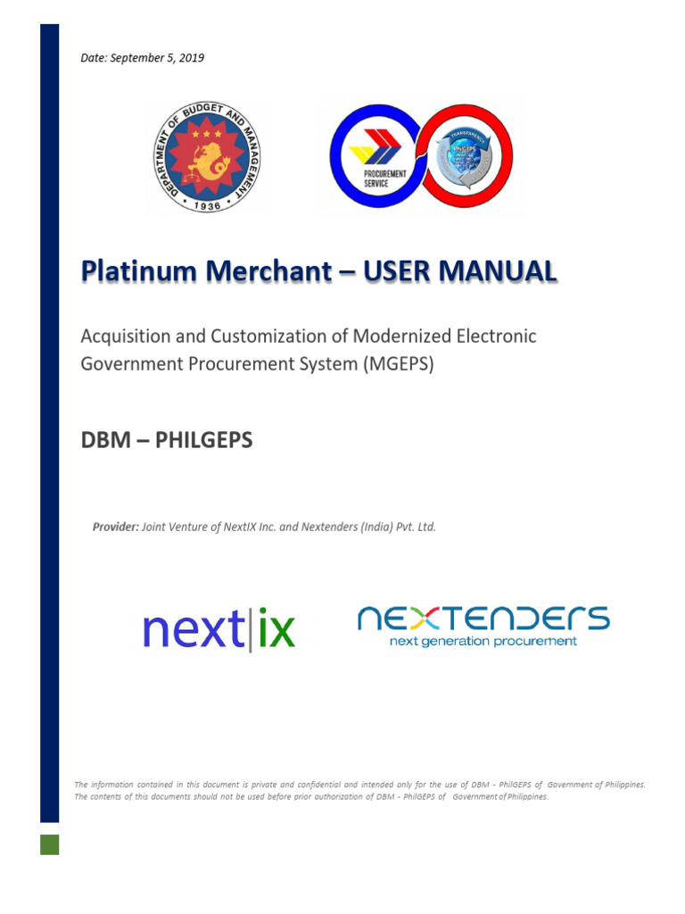 Platinum Merchant User Manual (mGEPS) | PDF | Login | User (Computing)