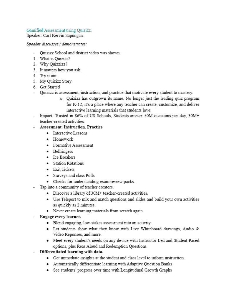Gamified Assessment Using Quizizz | PDF | Learning | Teaching