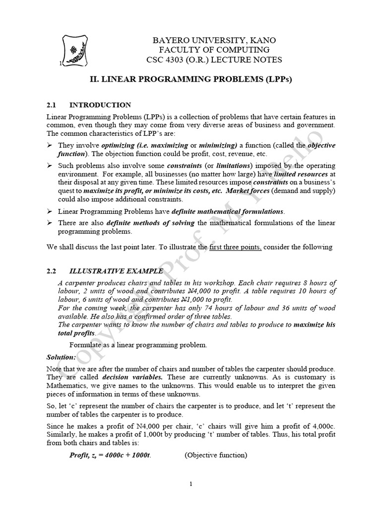OR - LPP For Class | PDF | Mathematical Optimization | Linear Programming