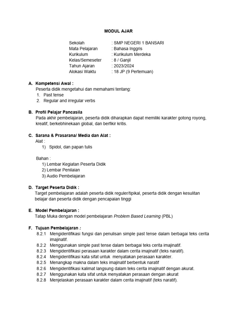 Modul Ajar Chapter 2 English For Nusantara | PDF