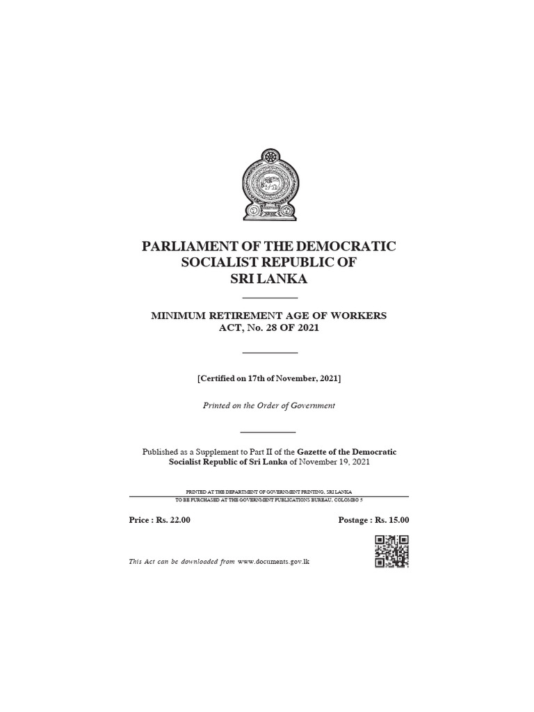 Minimum Retirement Age of Workers Act | PDF