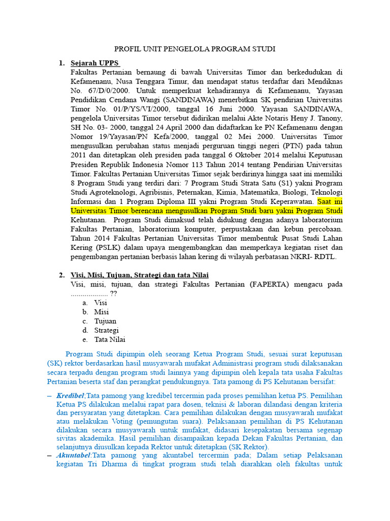 Profil Unit Pengelola Program Studi-1 | PDF | Karier & Perkembangan