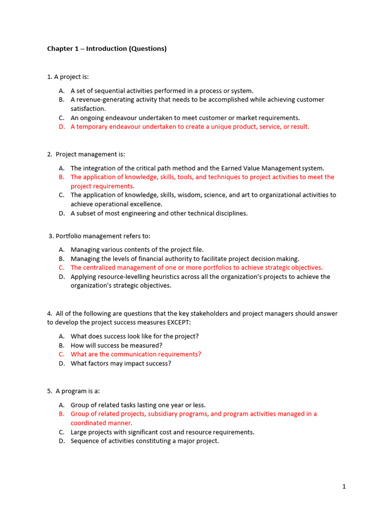 Chapter 1 - Introduction (Questions) | PDF
