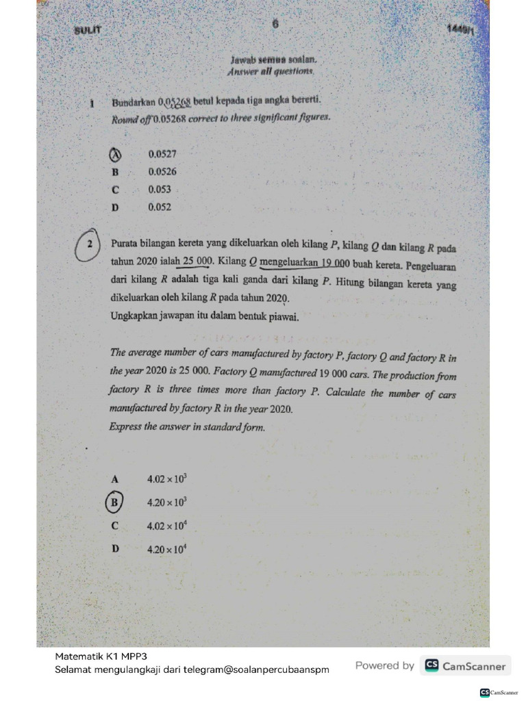 Matematik K1 MPP3 Terengganu 2022 | PDF