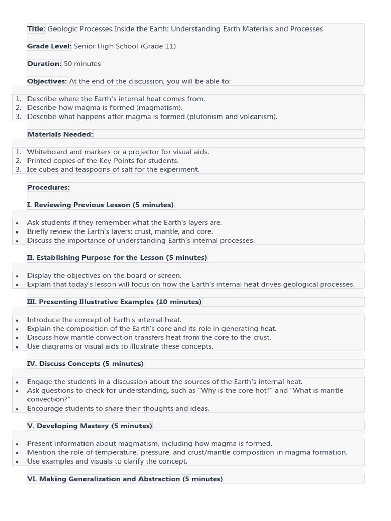 Lesson 2.6, 2.7 and 2.8 Earth's Internal Heat, Magmatism, Plutonism and ...