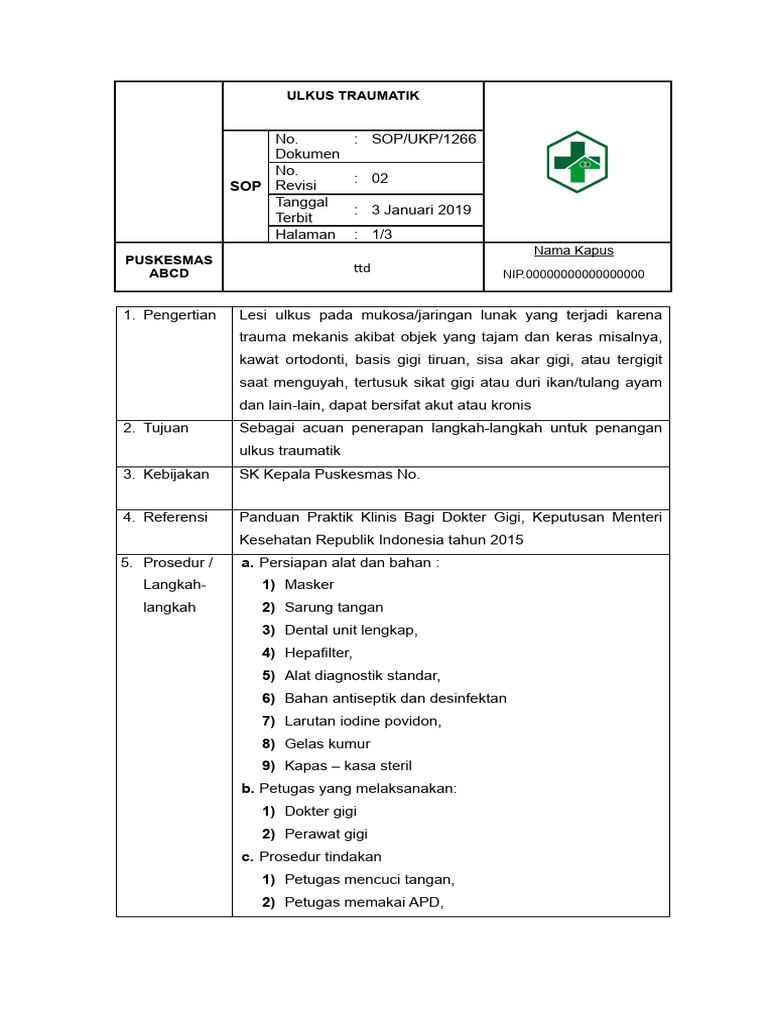 Sop Ulkus Traumatik F | PDF