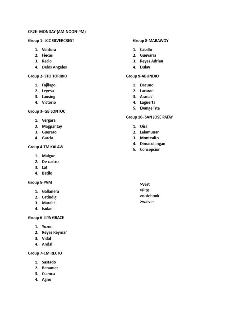 NSTP Groupings | PDF