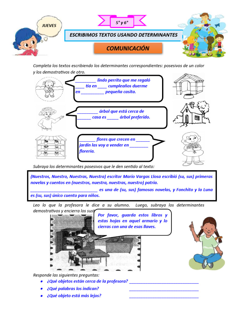 5° y 6° Jueves Escribimos Textos Usando Determinantes | PDF | Estudios ...