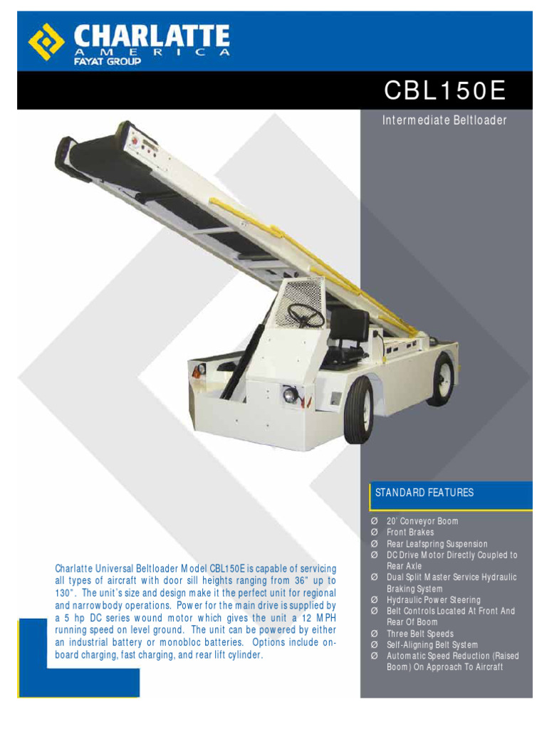 cbl150e beltloader datasheet | PDF | Elevator | Steering