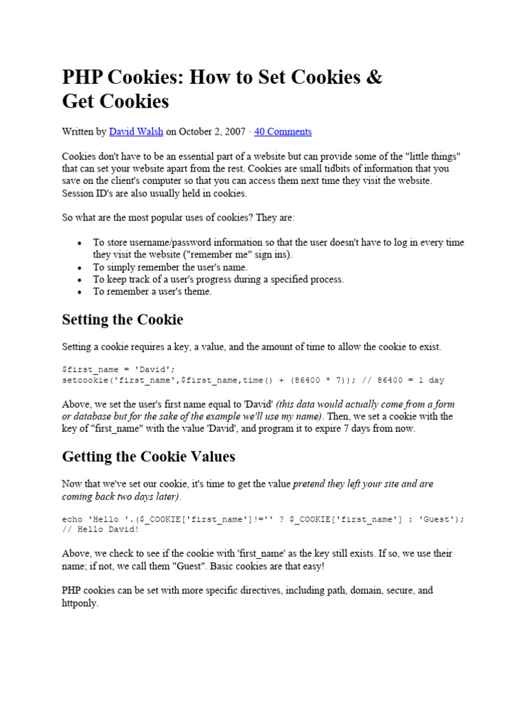 PHP Cookies | PDF