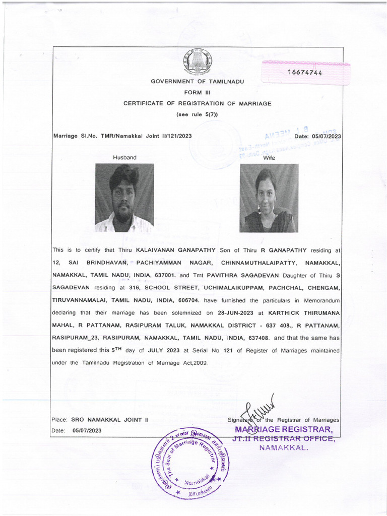 Marriage Certificate | PDF