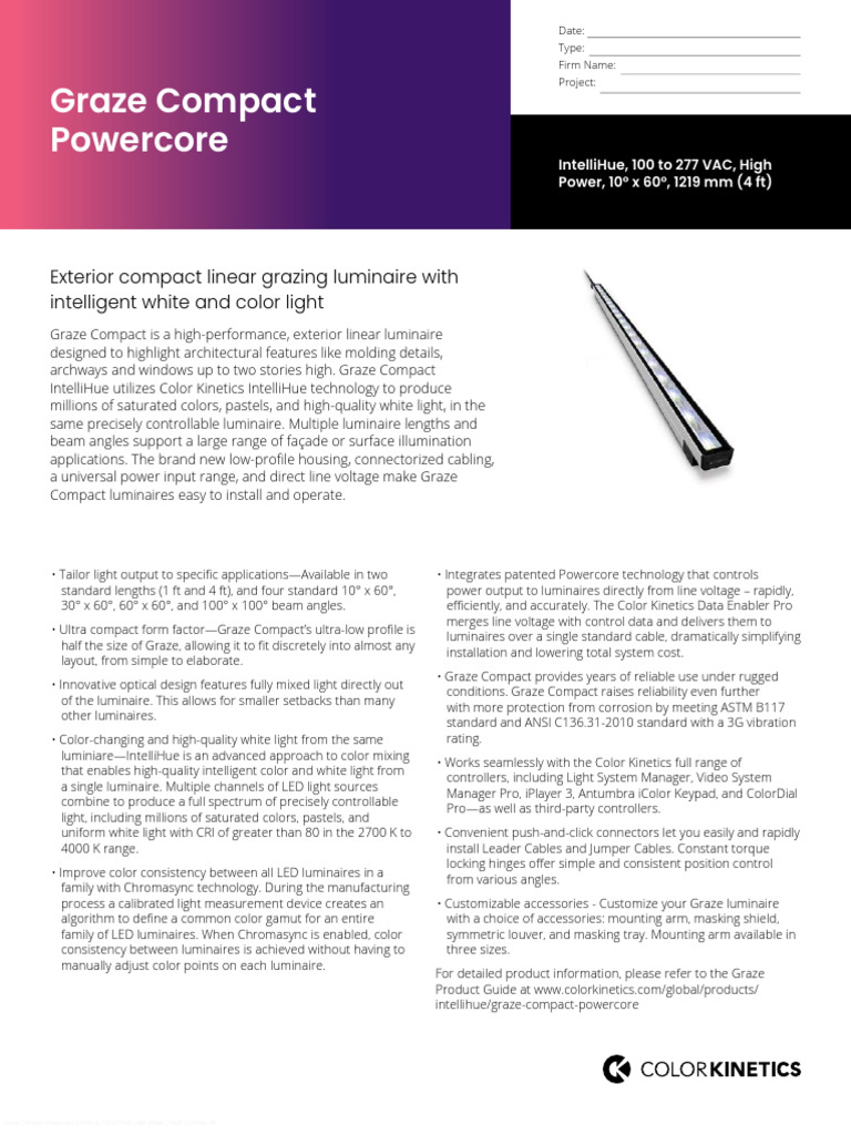 Graze Compact Powercore IntelliHue 100-277VAC High Power 10x60 1219mm ...