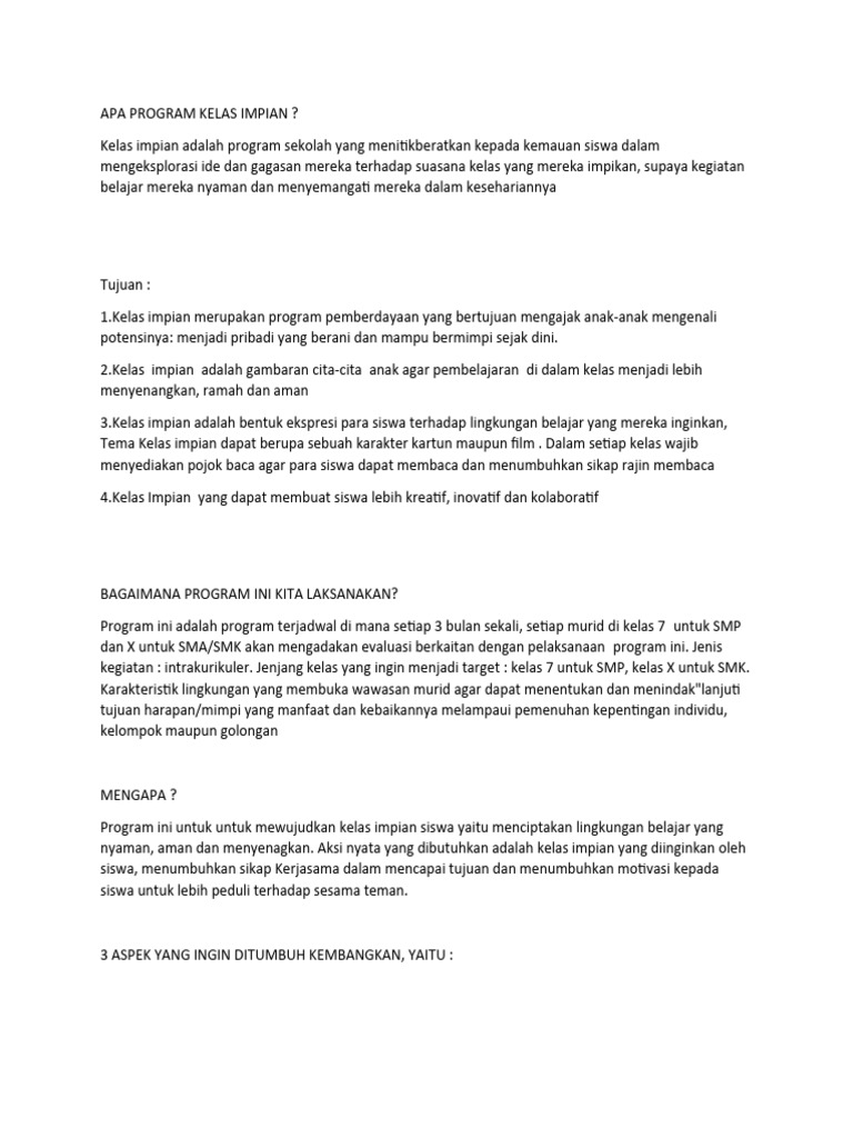 Apa Program Kelas Impian | PDF