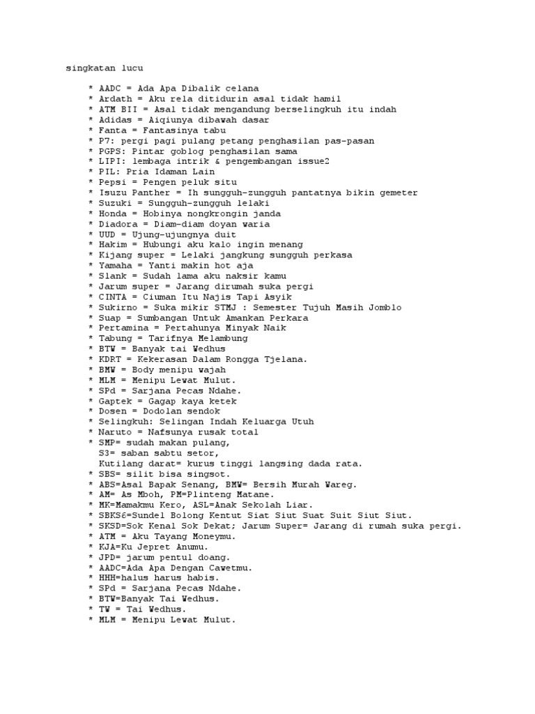 Singkatan Lucu | PDF