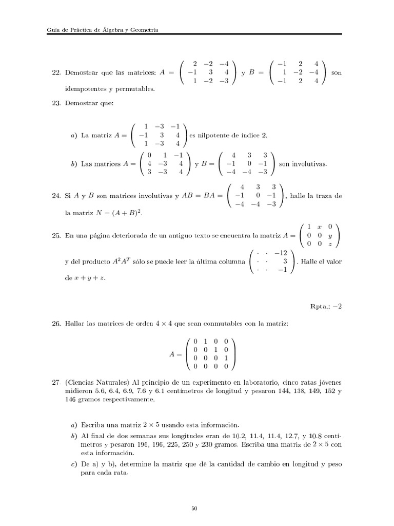Guia 2 Aplicaciones de Matrices | PDF