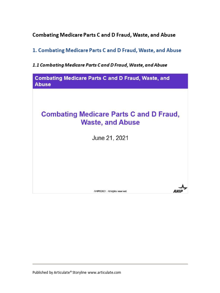 Combating Medicare Parts C and D Fraud, Waste, and Abuse - PY22 | PDF ...