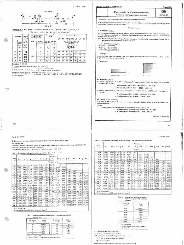 DIN 59350 Flats and Squares | PDF