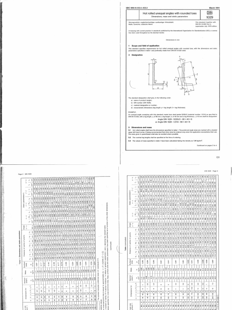 DIN 1029 Unequal Angles | PDF