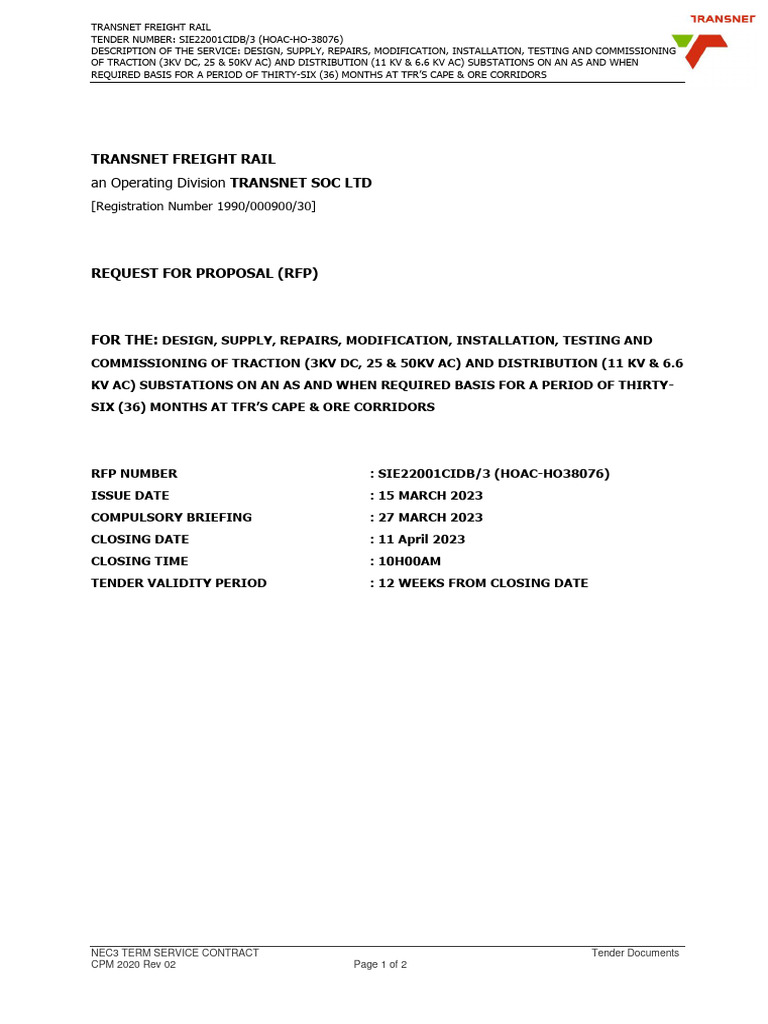 SIE 22001 CIDB 3 Cape and Ore Corridors | PDF