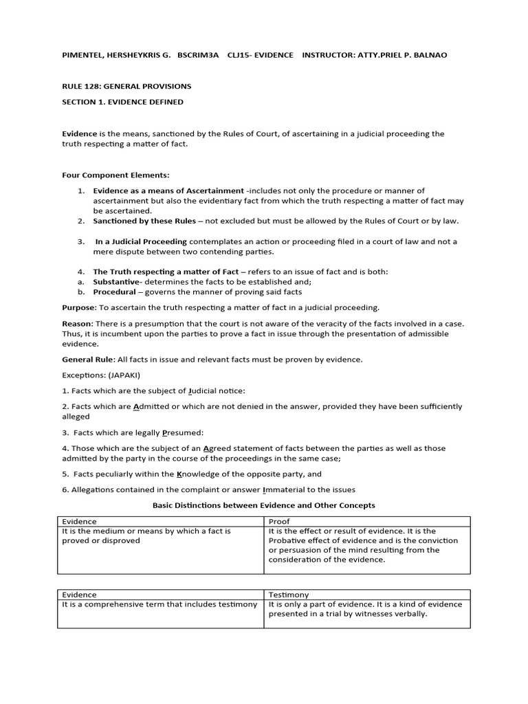 CLJ 15 Evidence | PDF | Evidence (Law) | Burden Of Proof (Law)